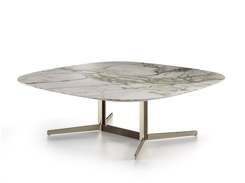 CAMPUS Square low coffee table with marble top By Natuzzi Italia | design Mauro Lipparini