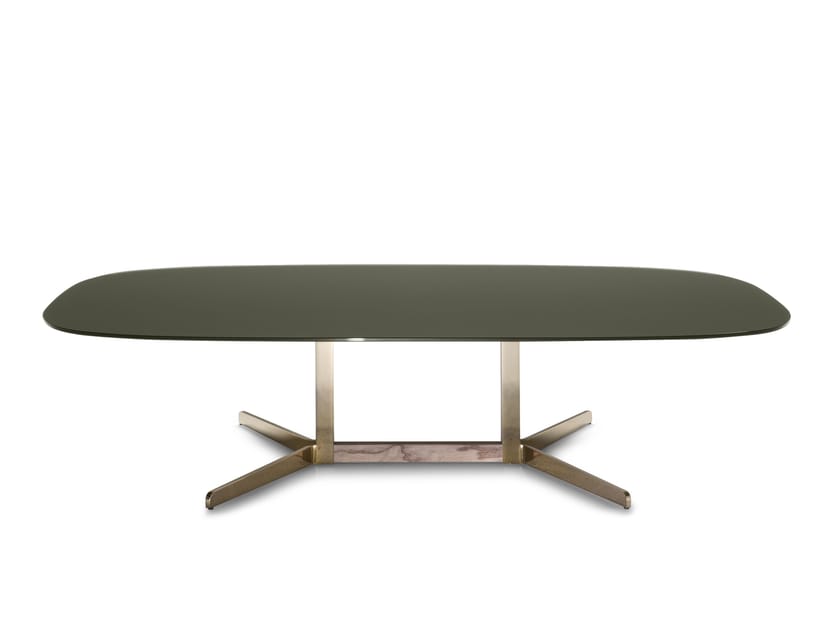 CAMPUS Rectangular low coffee table with glass top By Natuzzi Italia | design Mauro Lipparini