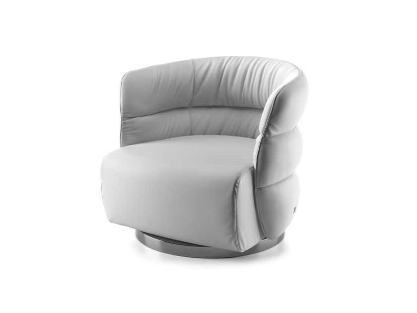 COUTURE Swivel leather armchair with armrests By Natuzzi Italia ...