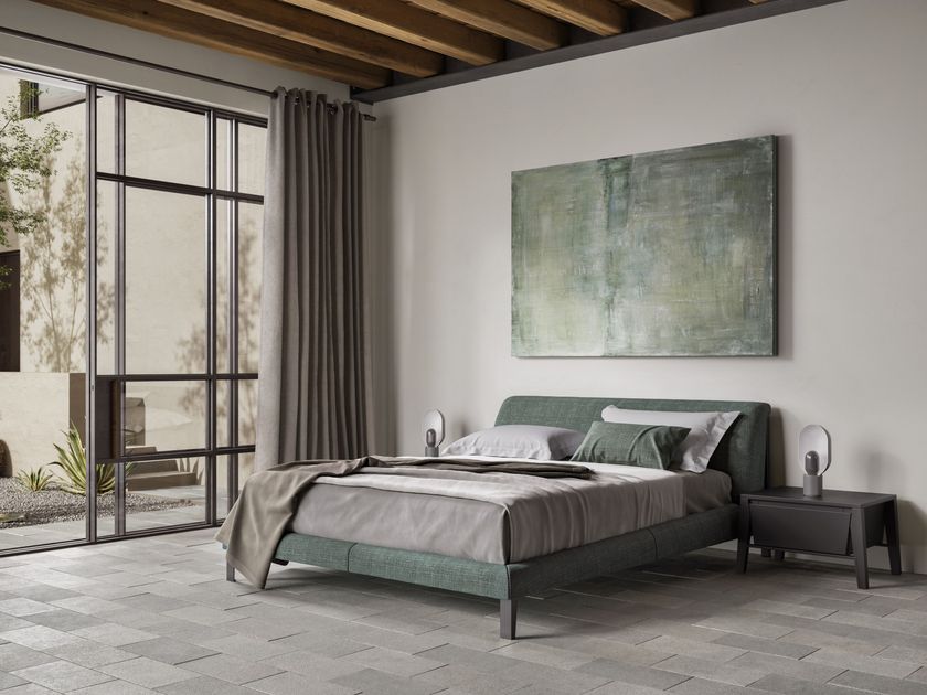 DIAMANTE Fabric double bed with upholstered headboard By Natuzzi Italia ...