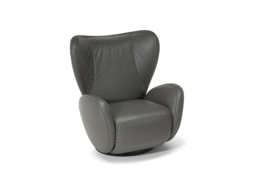 FIORITA Swivel recliner leather armchair with footstool By Natuzzi Italia