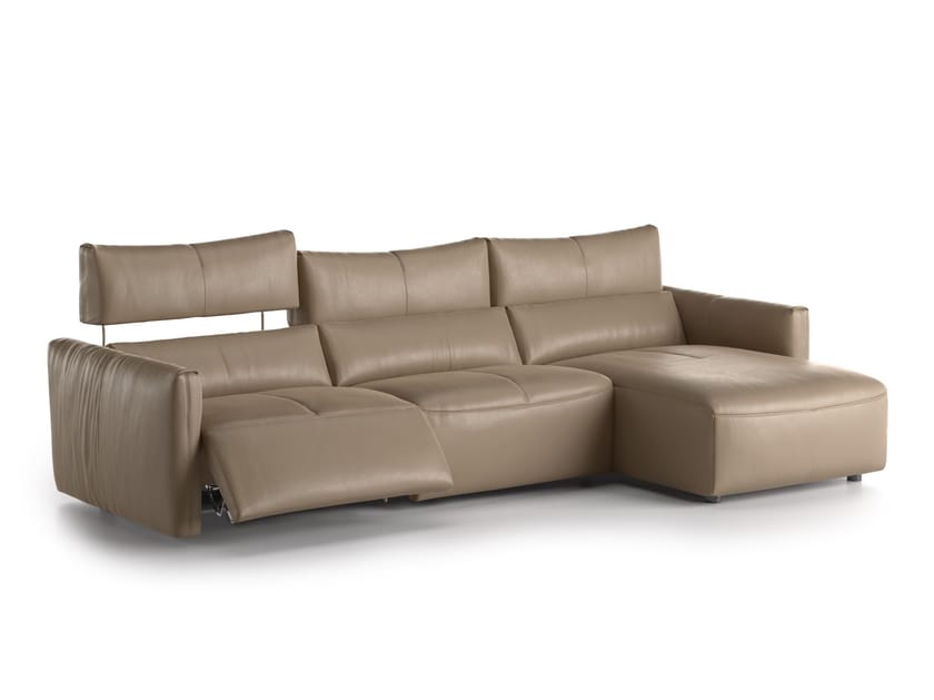 GALAXY 3 seater recliner leather sofa with chaise longue By Natuzzi Italia