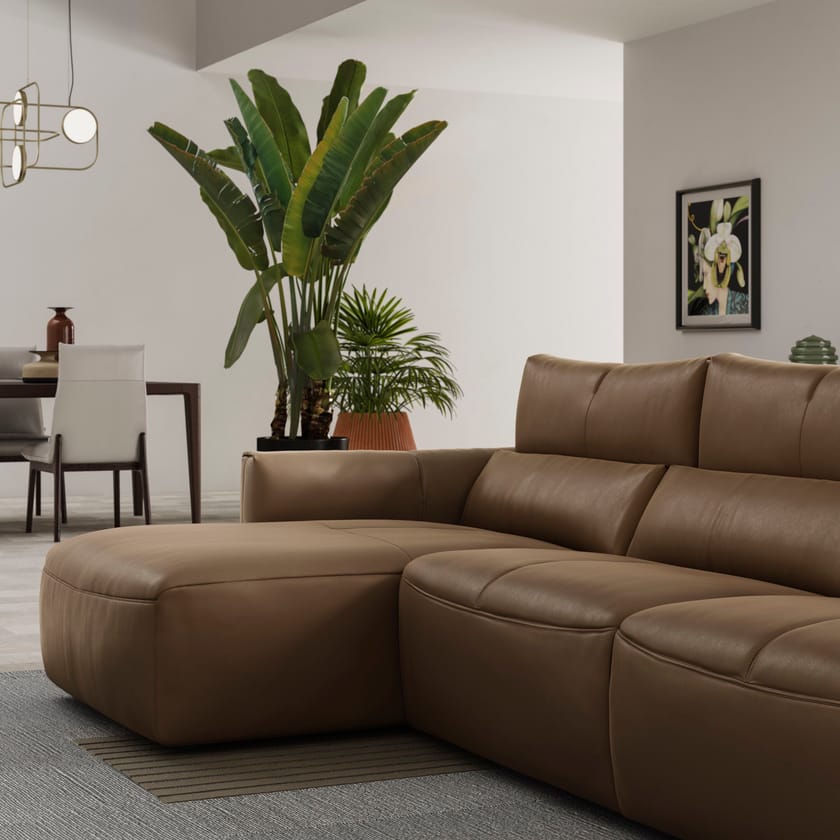 GALAXY 3 seater recliner leather sofa with chaise longue By Natuzzi Italia