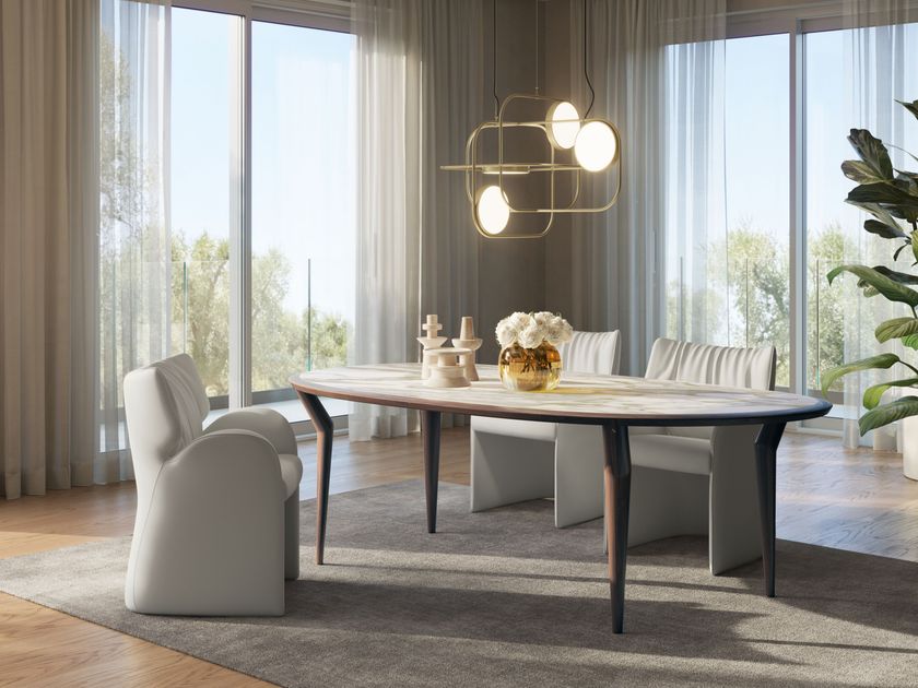 GUTTA Round walnut table By Natuzzi Italia | design Massimo Iosa Ghini