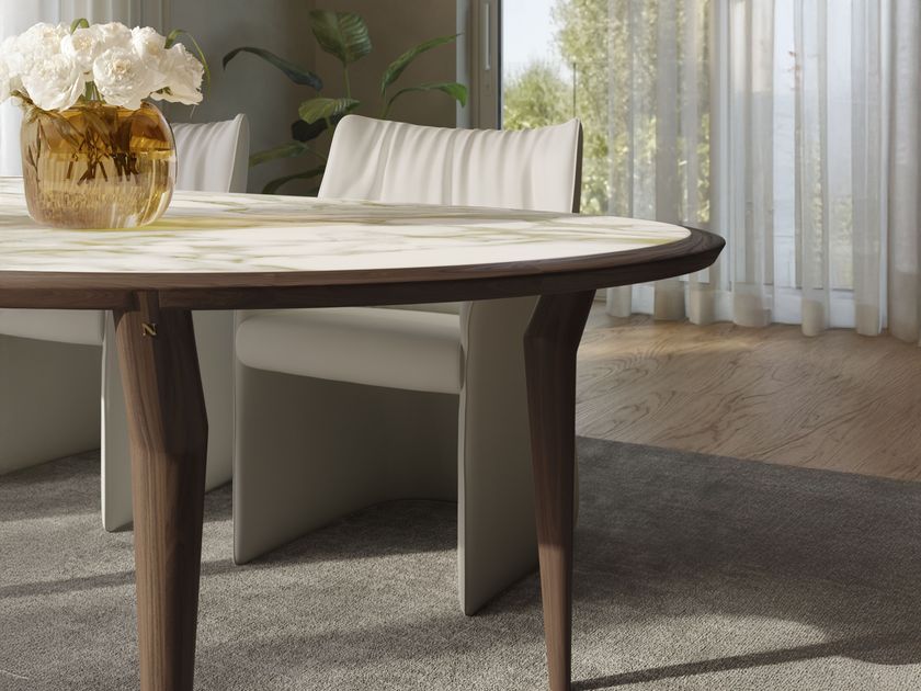 GUTTA Round walnut table By Natuzzi Italia | design Massimo Iosa Ghini