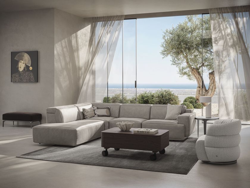 IAGO 3 seater recliner leather sofa with chaise longue By Natuzzi Italia