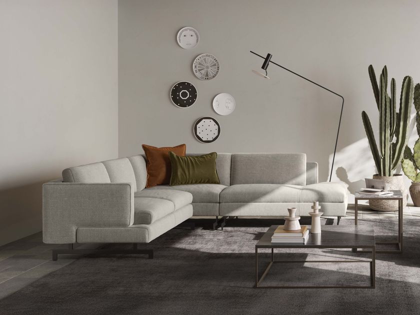 JEREMY Modular fabric sofa with chaise longue By Natuzzi Italia ...