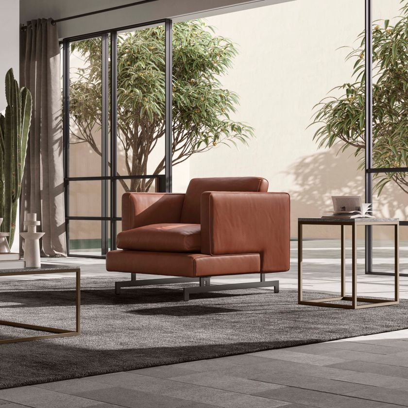 JEREMY Leather armchair with armrests By Natuzzi Italia | design ...