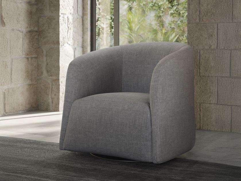 LOGOS Swivel fabric armchair with armrests By Natuzzi Italia | design ...