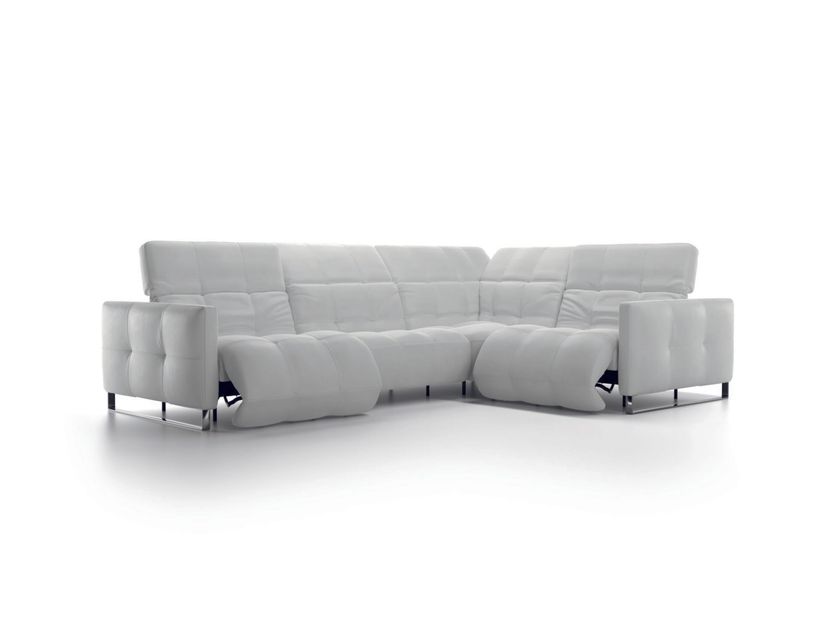 PHILO Corner recliner leather sofa with electric motion By Natuzzi Italia