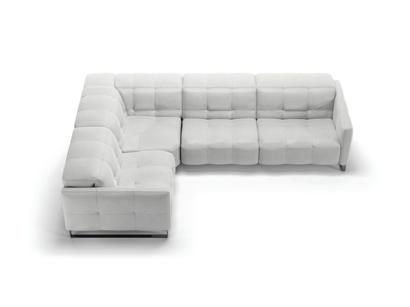 PHILO Corner recliner leather sofa with electric motion By Natuzzi Italia