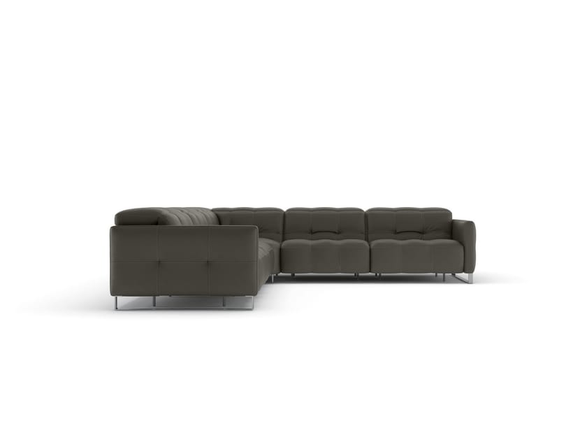PHILO Corner recliner leather sofa with electric motion By Natuzzi Italia