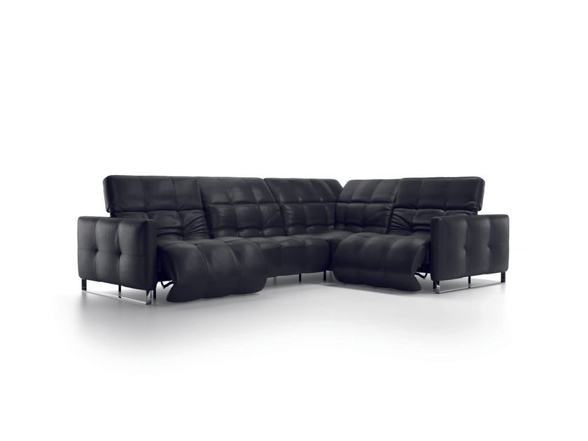 PHILO Corner recliner leather sofa with electric motion By Natuzzi Italia
