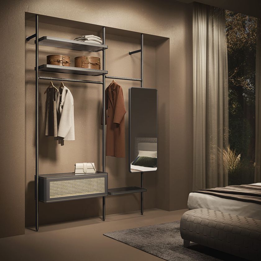 RADICE Floor-ceiling mounted modular bookcase By Natuzzi Italia