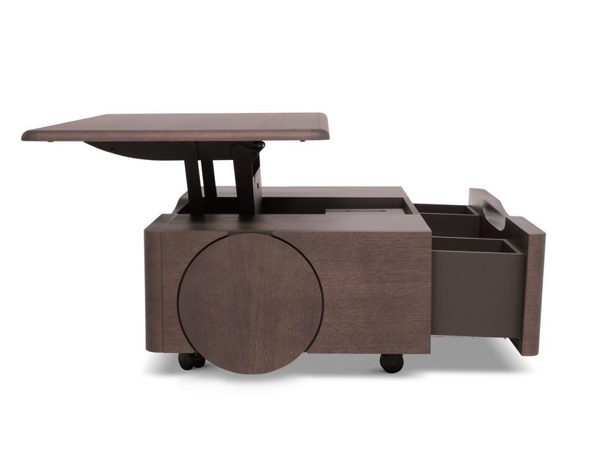 ROLL Rectangular wooden coffee table with castors and storage space By ...