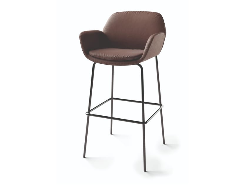 SHIELD High leather stool with back By Natuzzi Italia | design Marcel ...