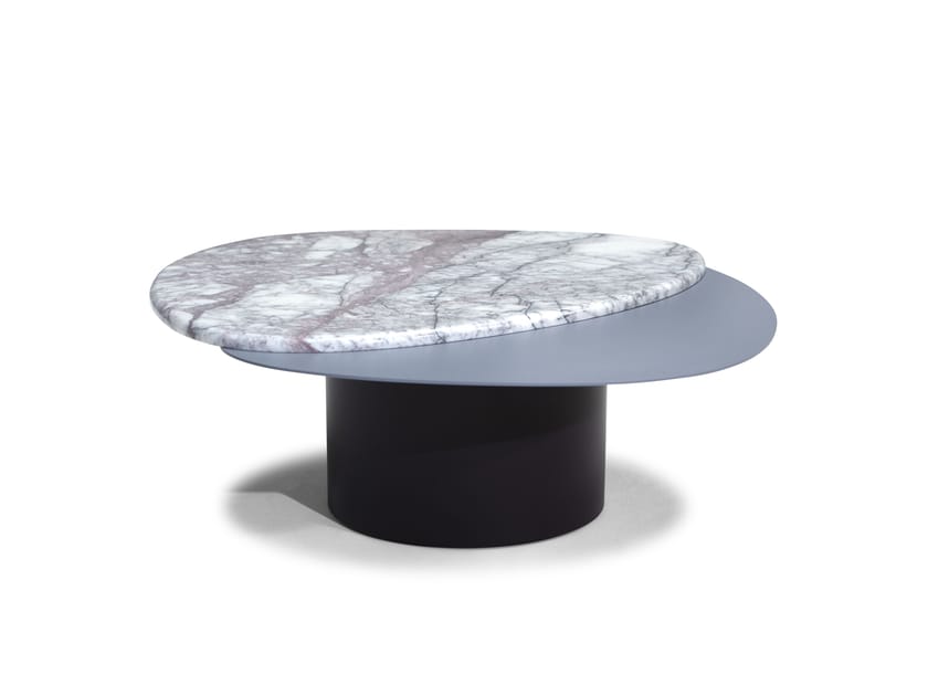 SPLASH Low wooden and marble coffee table By Natuzzi Italia | design Enrique Martí