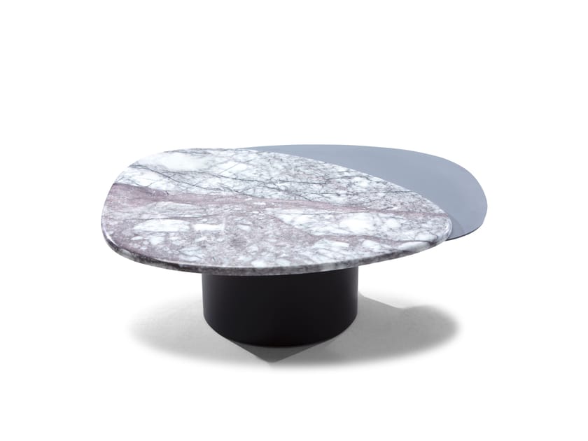 SPLASH Low wooden and marble coffee table By Natuzzi Italia | design Enrique Martí