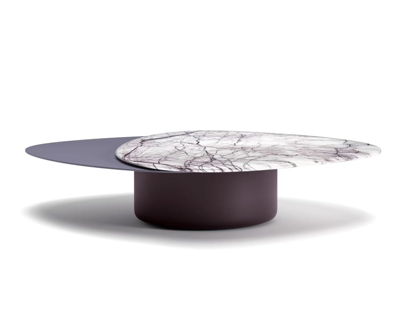 SPLASH Low wooden and marble coffee table By Natuzzi Italia | design Enrique Martí