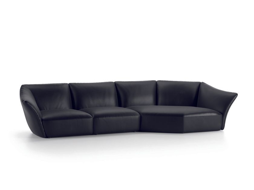 TIMELESS Modular leather sofa with chaise longue By Natuzzi Italia ...