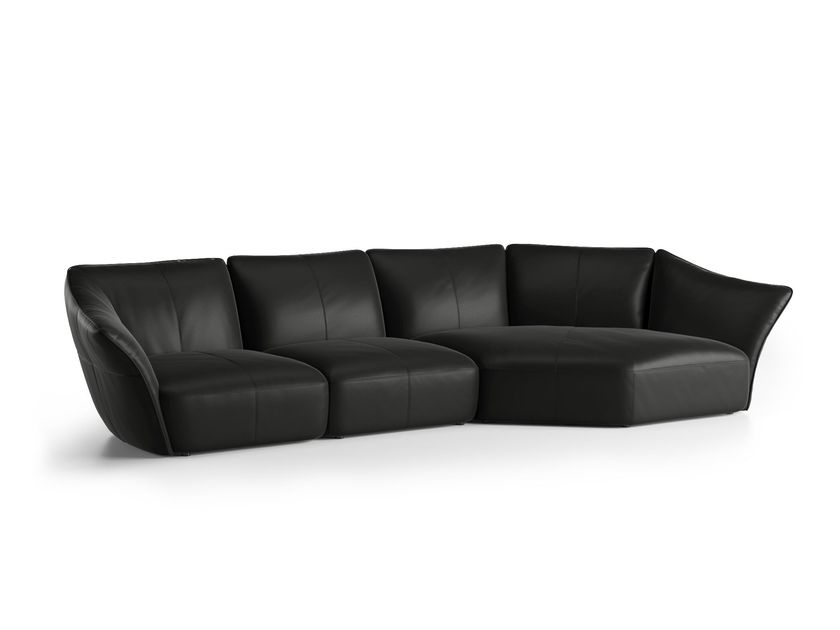 TIMELESS Modular leather sofa with chaise longue By Natuzzi Italia ...