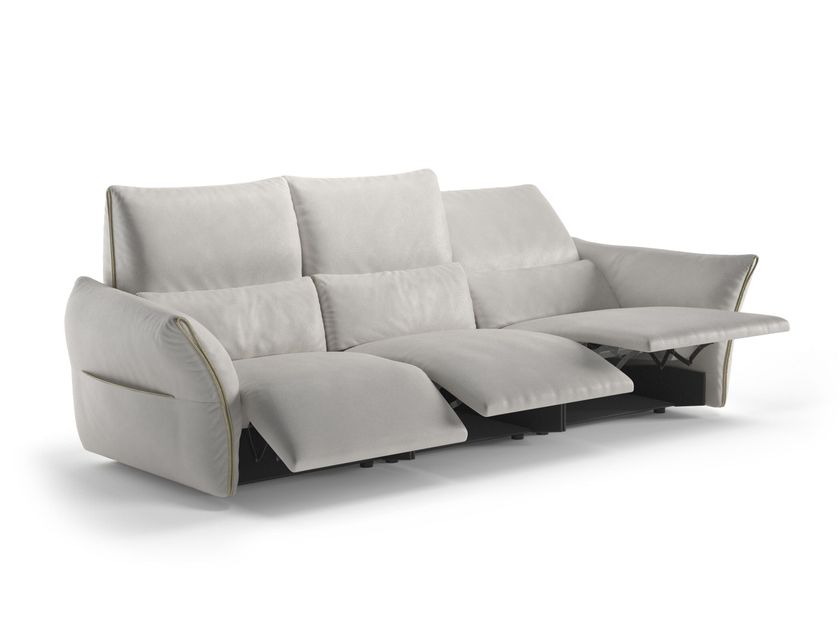 WELLBE 3 seater recliner leather sofa with footstool By Natuzzi Italia