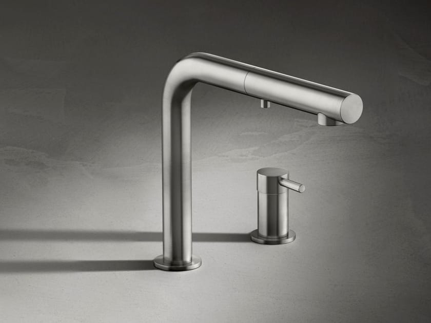 NEMO HD Stainless steel kitchen mixer tap with pull out spray By MGS