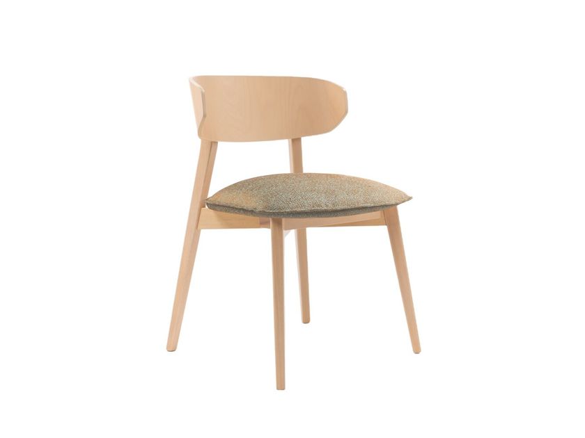 HELLEN PLUS SOFT SE06 Stackable wooden chair with integrated cushion By ...
