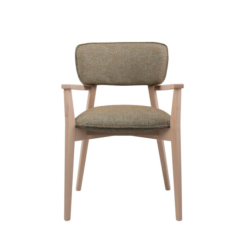 HELLEN SOFT PO07 Wooden chair with integrated cushion with armrests By ...