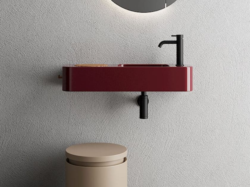 Lavamani sospeso rettangolare in ceramica NANOO - Nic - Edilportale