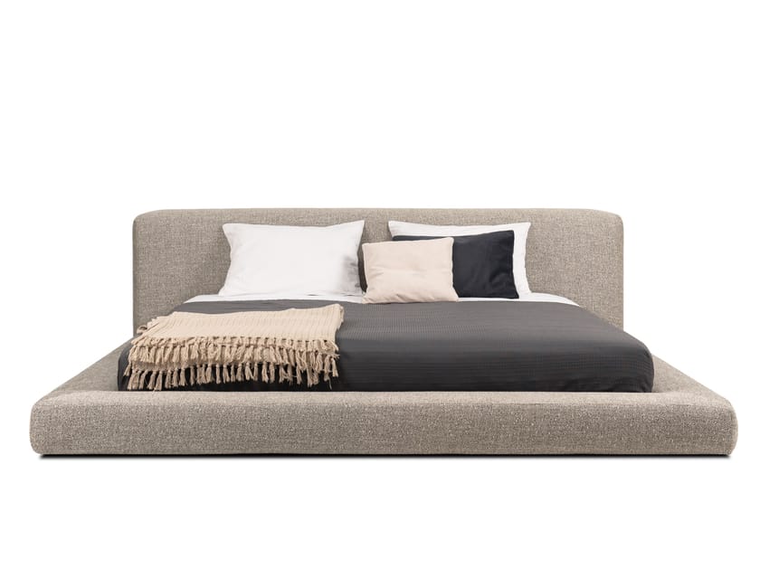 ABALA Fabric double bed with upholstered headboard By Nobonobo