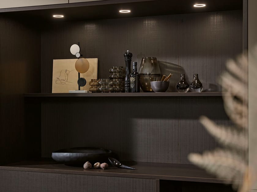 ARTLINE Stripe wood coffee / PLUS Lava soft mat Kitchen By Nolte Küchen