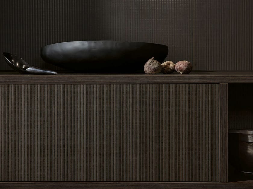 ARTLINE Stripe wood coffee / PLUS Lava soft mat Kitchen By Nolte Küchen