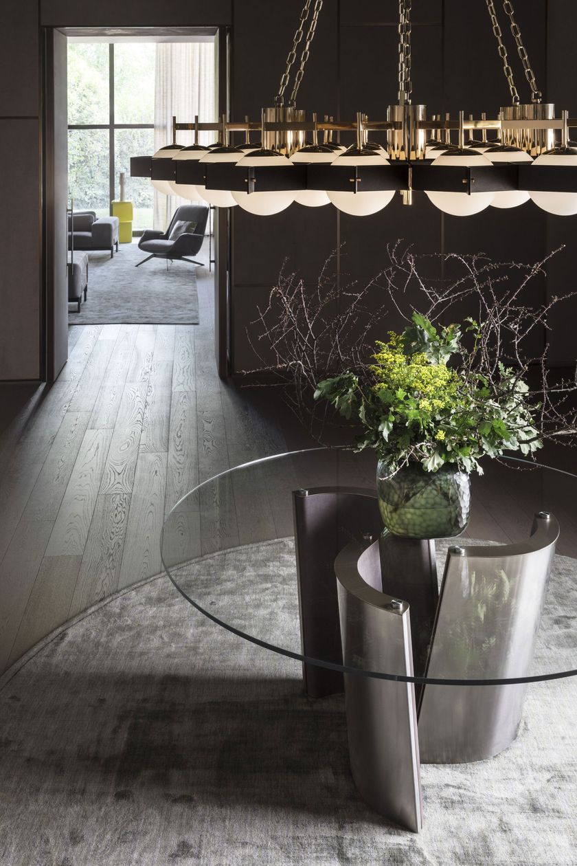 MADISON PM4010/1 Round glass and steel table By OAK