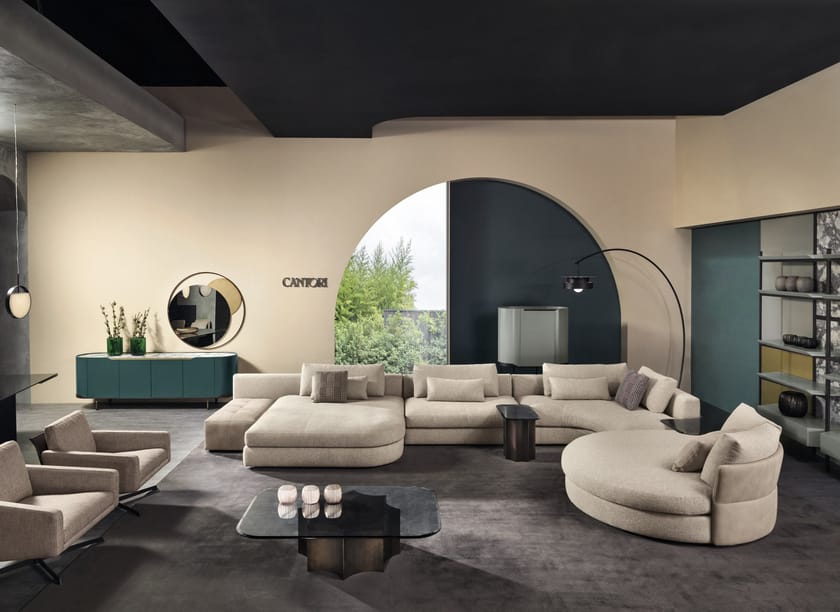 OASI Sectional fabric sofa with chaise longue By Cantori