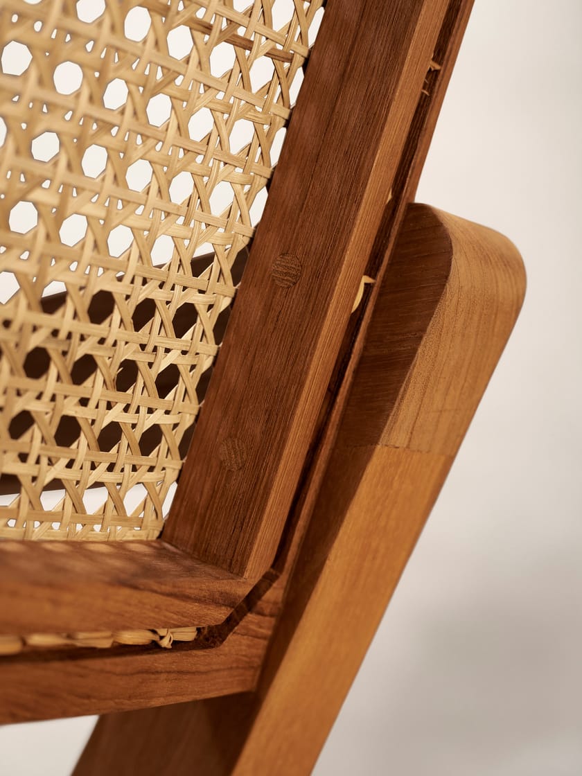 PROJECT CHANDIGARH Chair in teak and natural cane with armrests By ...