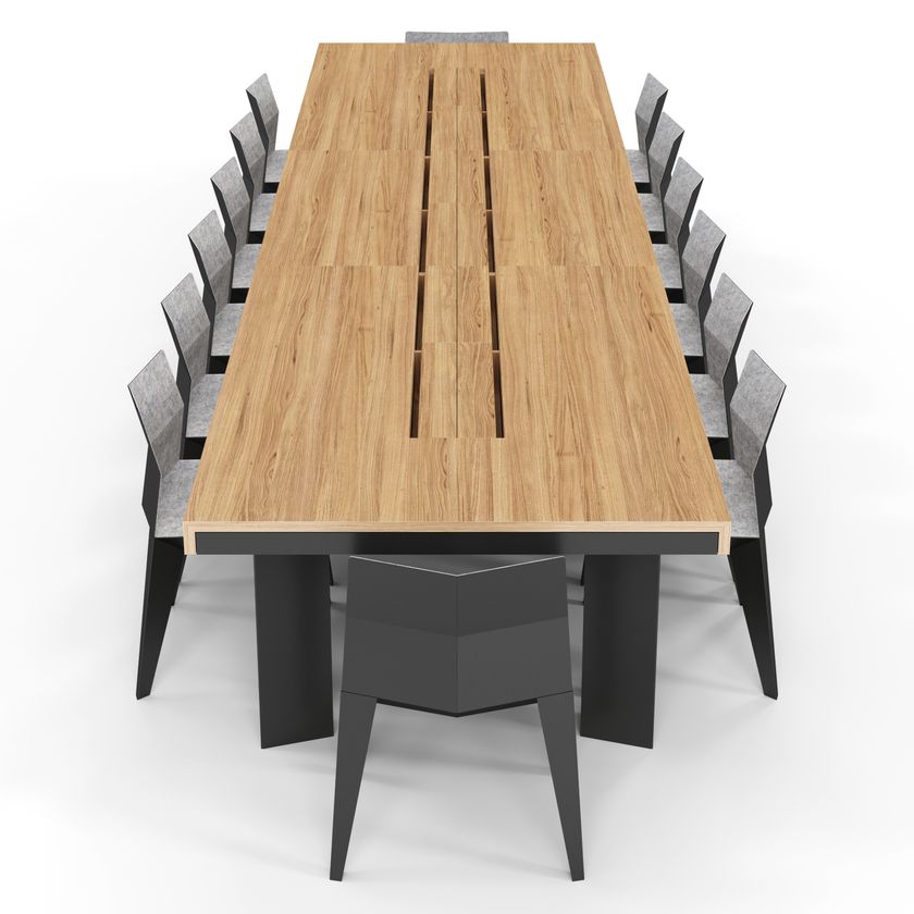 OE4/L Steel and wood meeting table with cable management By ODESD2 ...