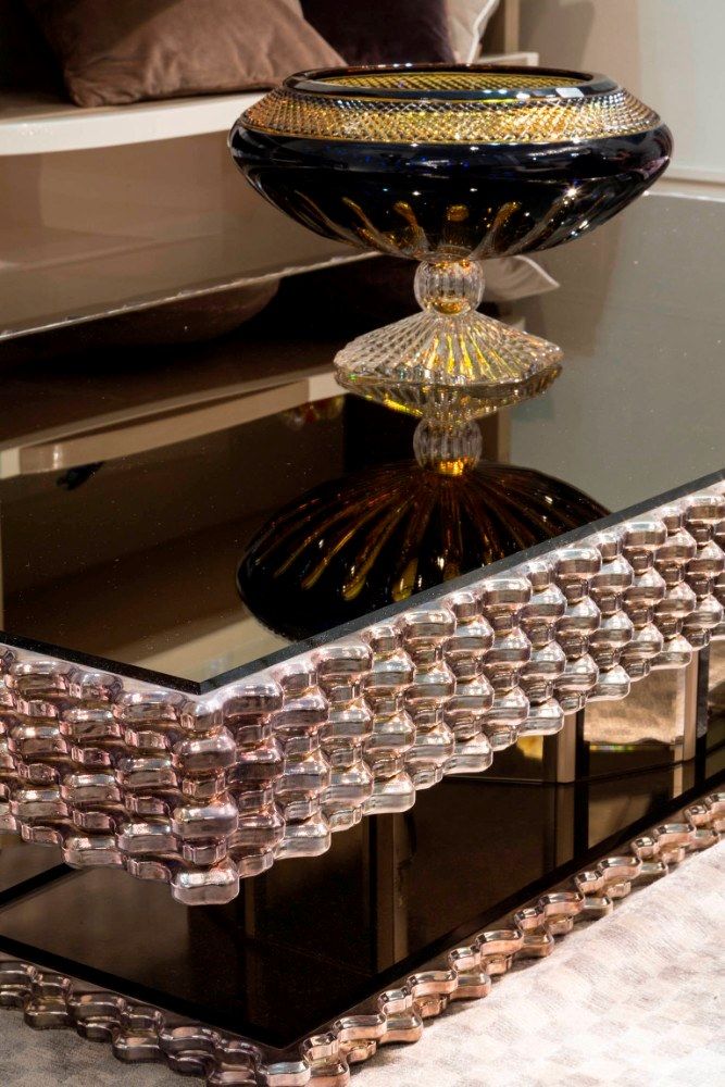 OLA Low wooden and mirrored glass coffee table By Mantellassi 1926 ...