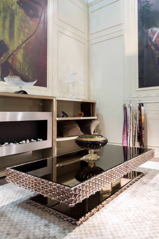 OLA Low wooden and mirrored glass coffee table By Mantellassi 1926 ...