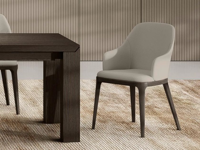 ADAM Leather chair with armrests By OLIVIERI