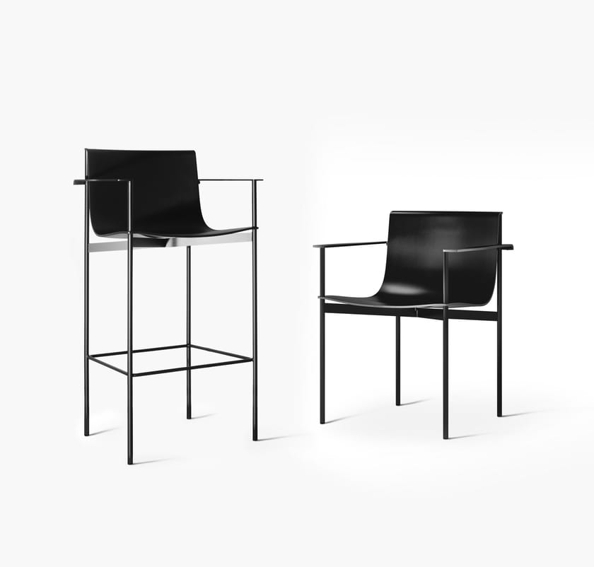 OMBRA High stool with armrests with back By Lema | design Piero Lissoni