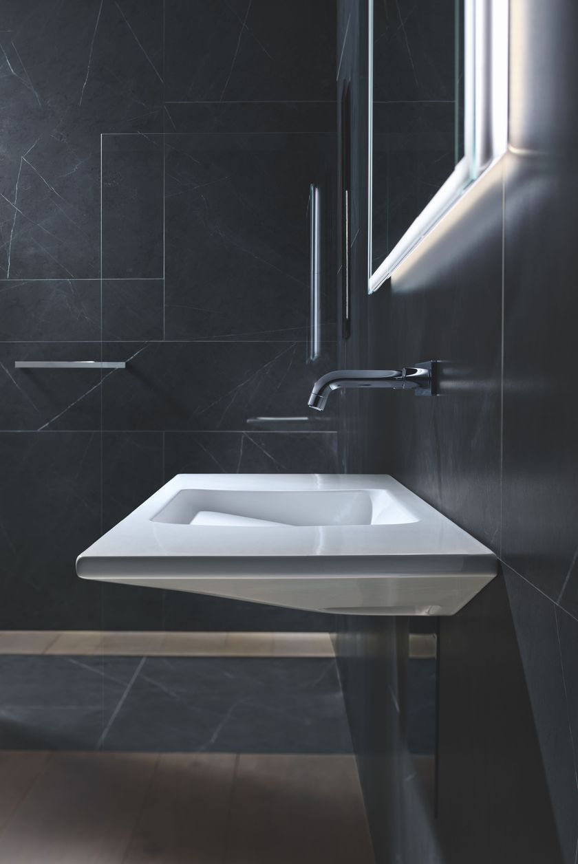ONE Rectangular wall-mounted ceramic washbasin By Geberit
