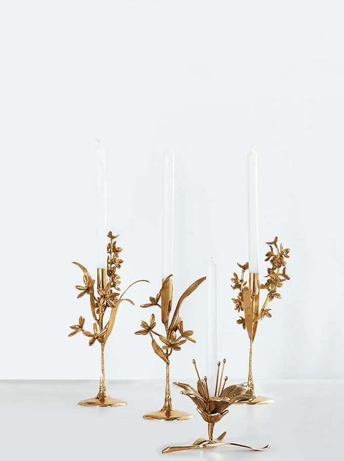 Brass candle holder ORCHID By Pols Potten
