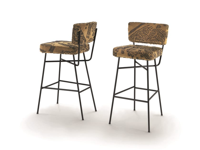 ORFEO Upholstered fabric stool with back By arflex | design Alberico B ...