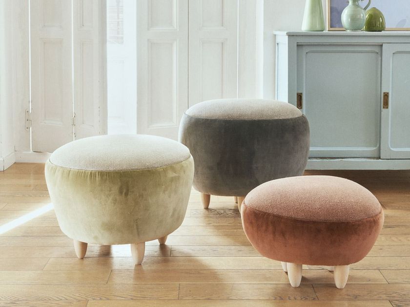 Oval fabric pouf OVAL PEBBLES By Gancedo design Helena Rohner