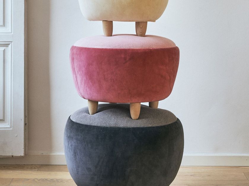 Oval fabric pouf OVAL PEBBLES By Gancedo design Helena Rohner