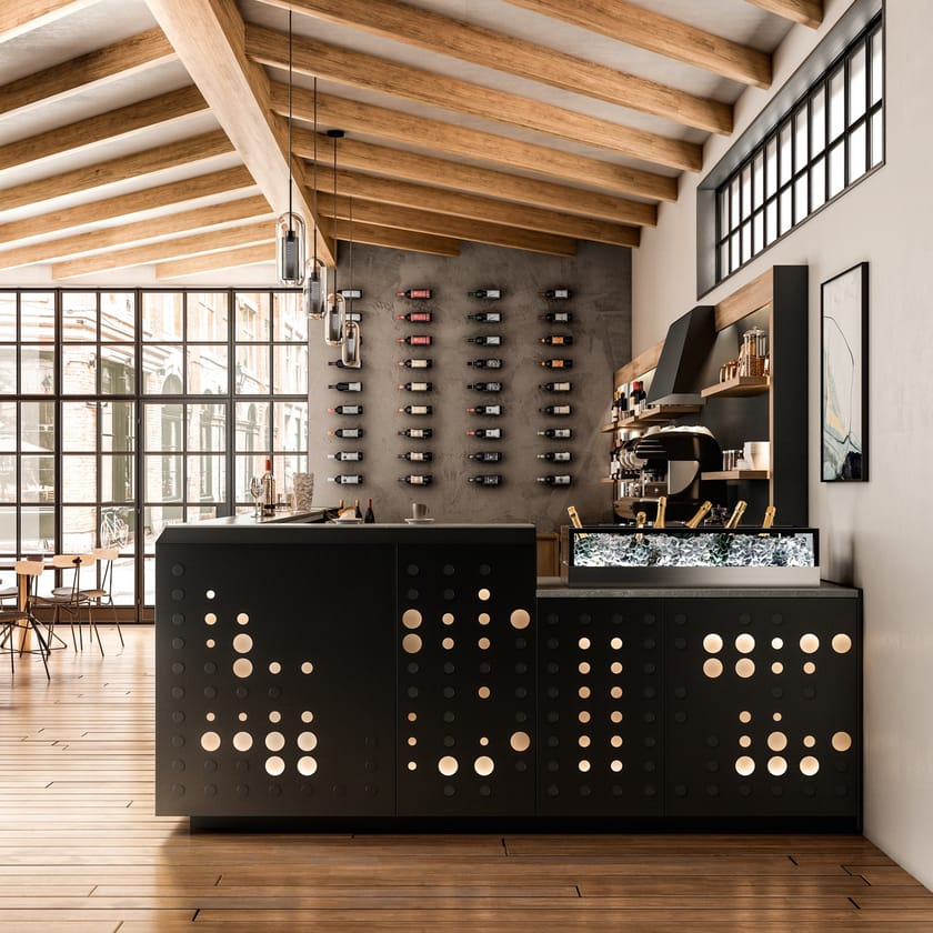 Illuminated bar counter OXIDE By Frigomeccanica