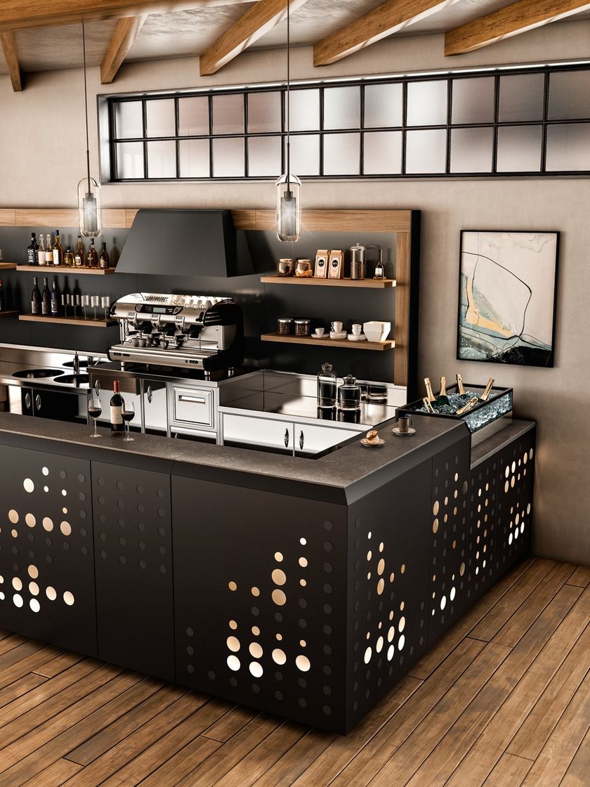 Illuminated bar counter OXIDE By Frigomeccanica