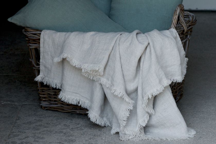 CANVAS LINEN THROW Plaid By Once Milano