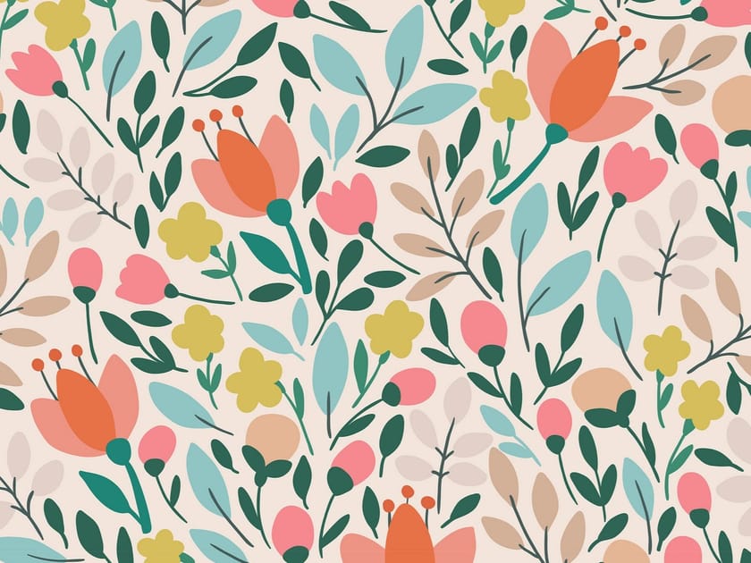 Ecological nonwoven wallpaper with floral pattern PAIGE By Bobbi Beck